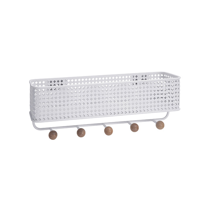 SunnyPoint | Wall Mount Metal Entryway Storage Basket with 5 Hooks ...